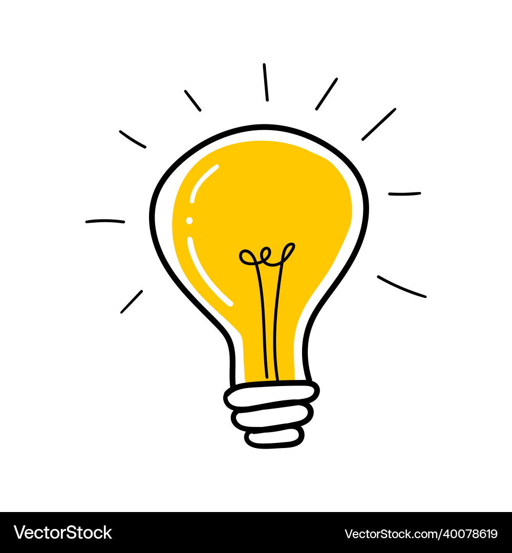 Light bulb with rays shine cartoon style flat Vector Image
