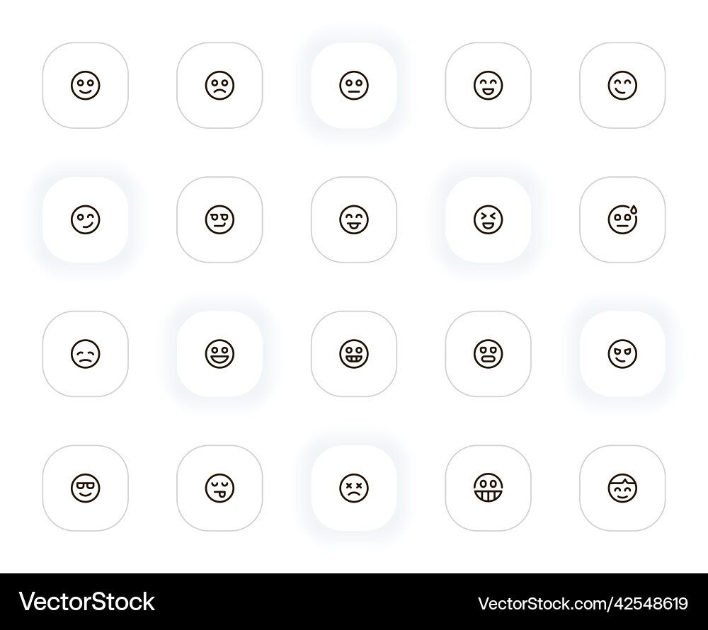 Line Icons - Smileys & Emojis Royalty Free Vector Image