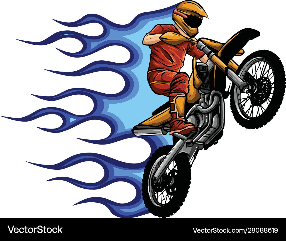 Motorcycle with fire and flames Royalty Free Vector Image