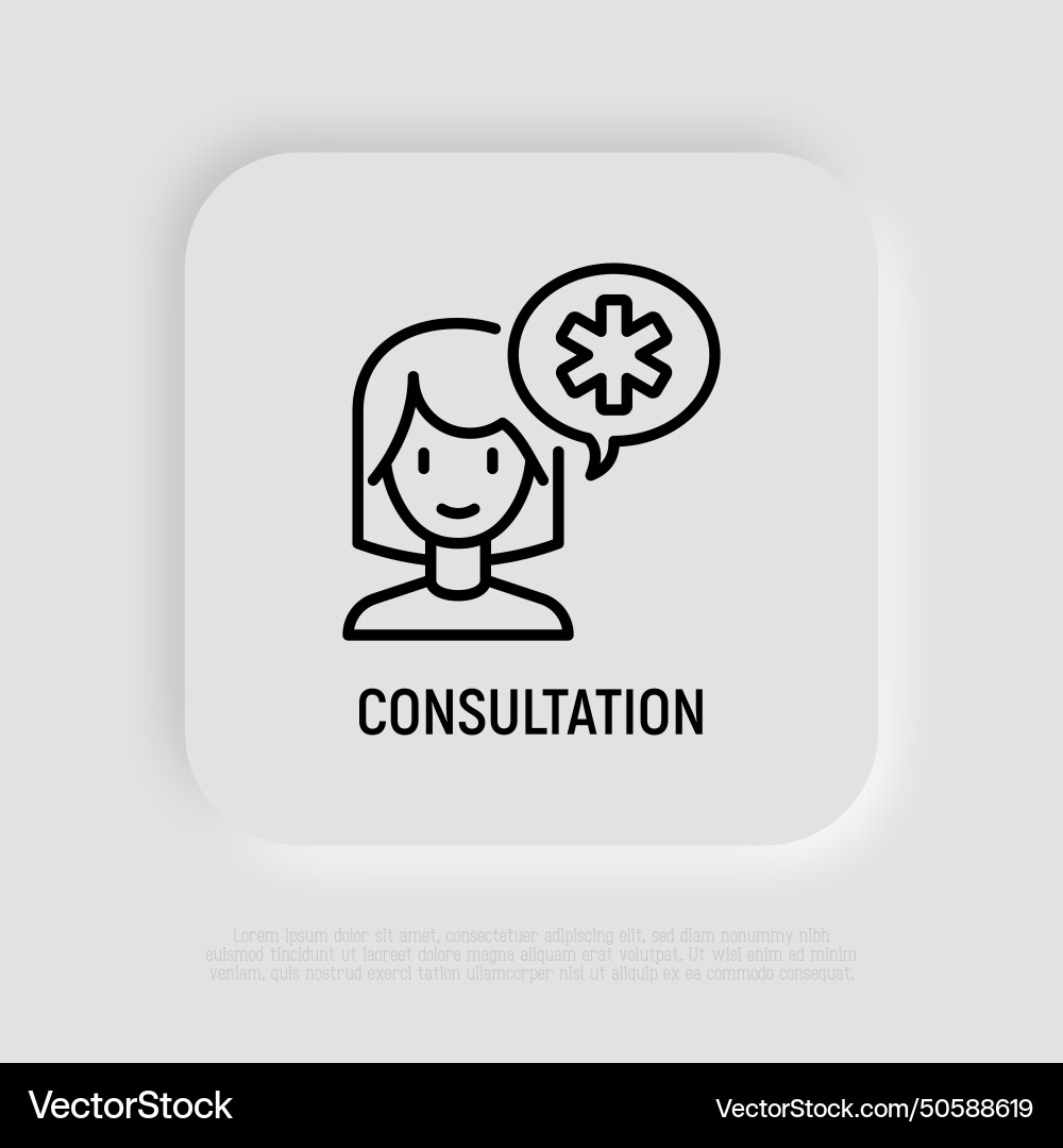 Online consultation with doctor thin line icon Vector Image