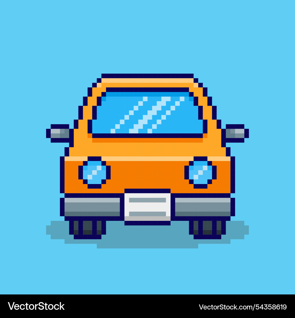 Pixel art yellow car game asset design Royalty Free Vector