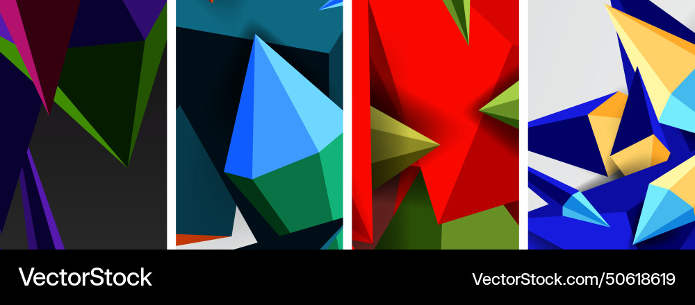 Set of triangle geometric low poly 3d shapes Vector Image