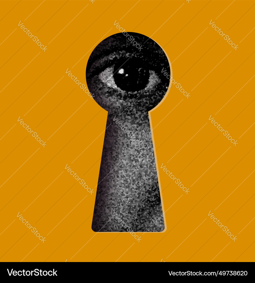 90s trendy art collage eye looking through keyhole