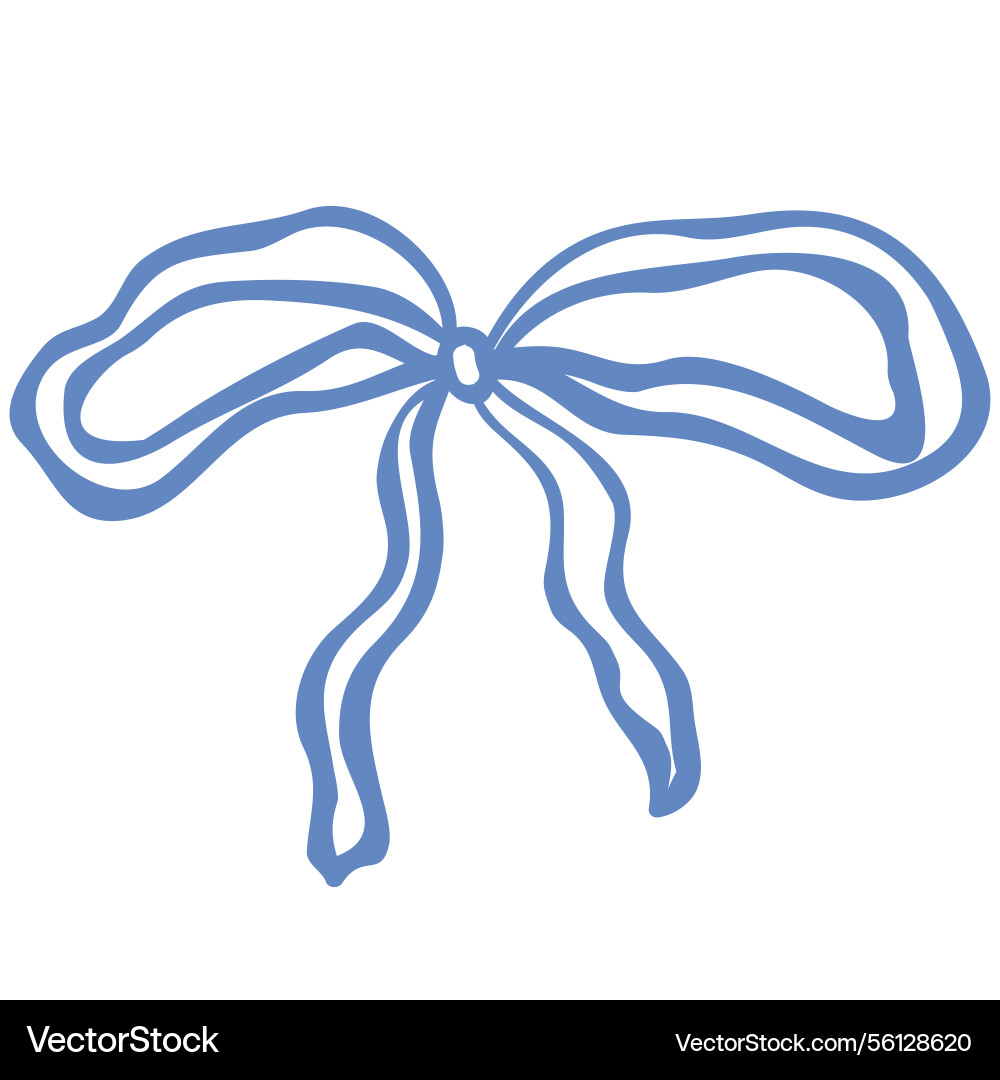 Blue Bow Line Art Royalty Free Vector Image - VectorStock