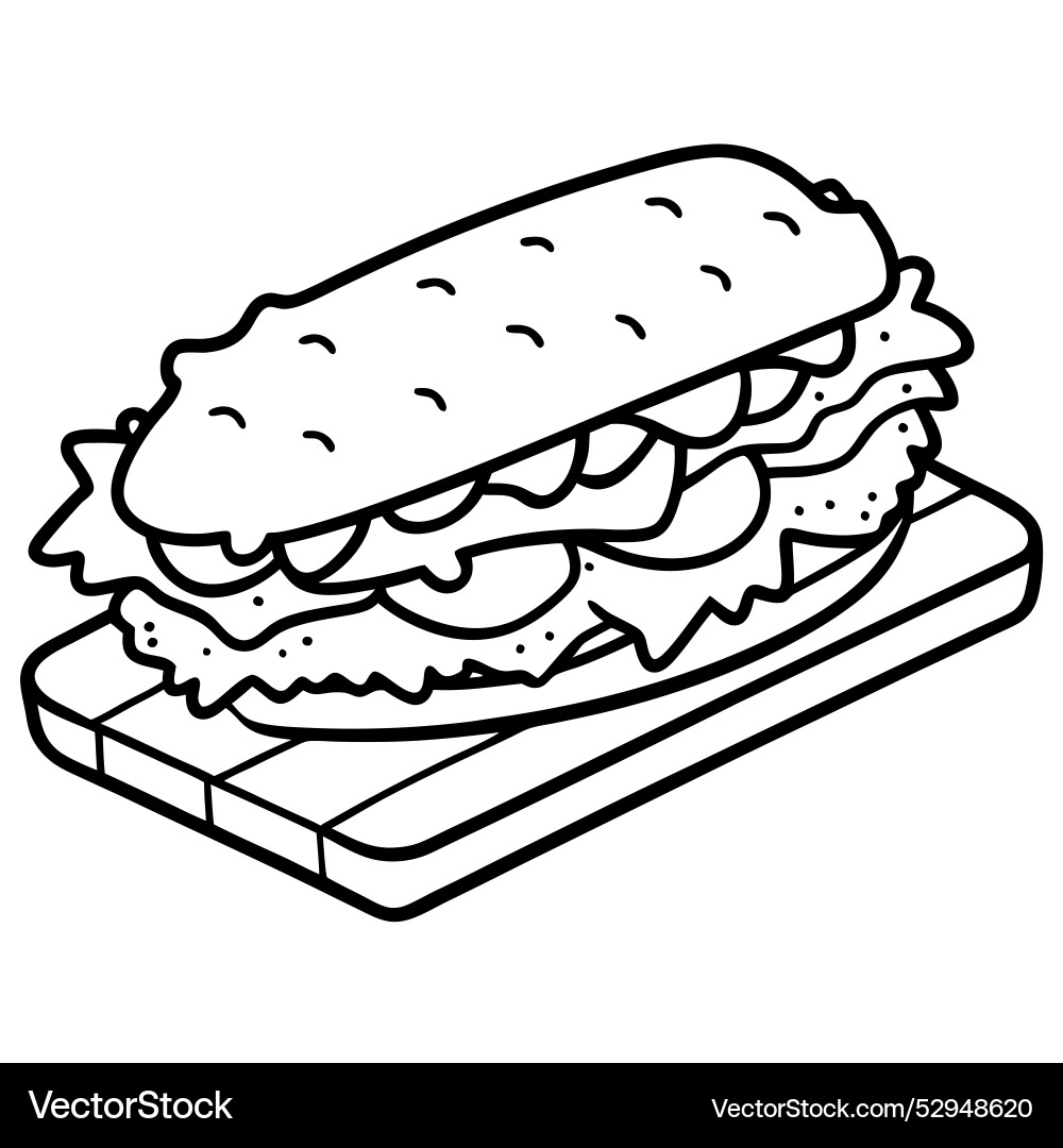 Crispy chicken sub with tomatoes lettuce Vector Image