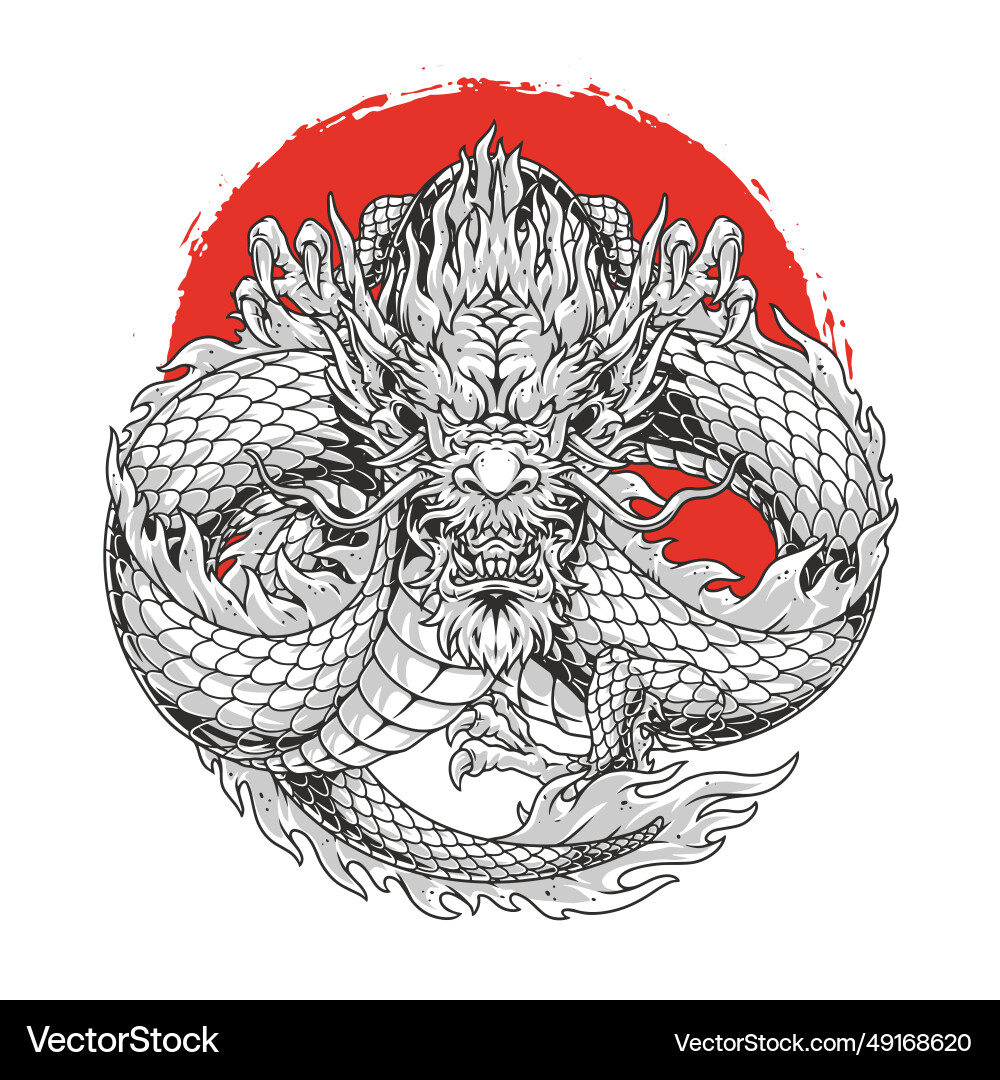 Japanese evil serpent emblem colorful Royalty Free Vector