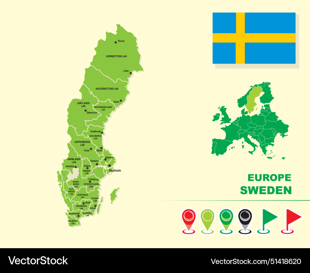 Sweden map Royalty Free Vector Image - VectorStock