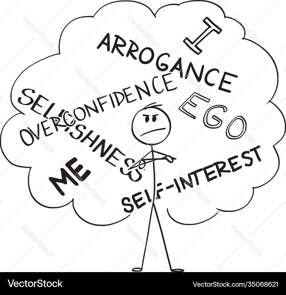 Cartoon arrogant self-interested overconfident Vector Image