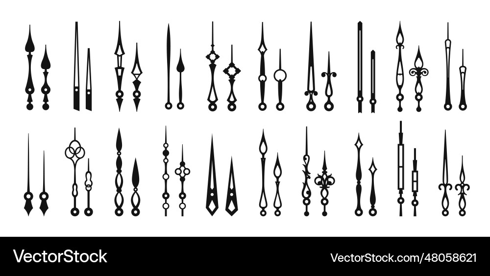 Clock hands time black pointers watch arrows Vector Image