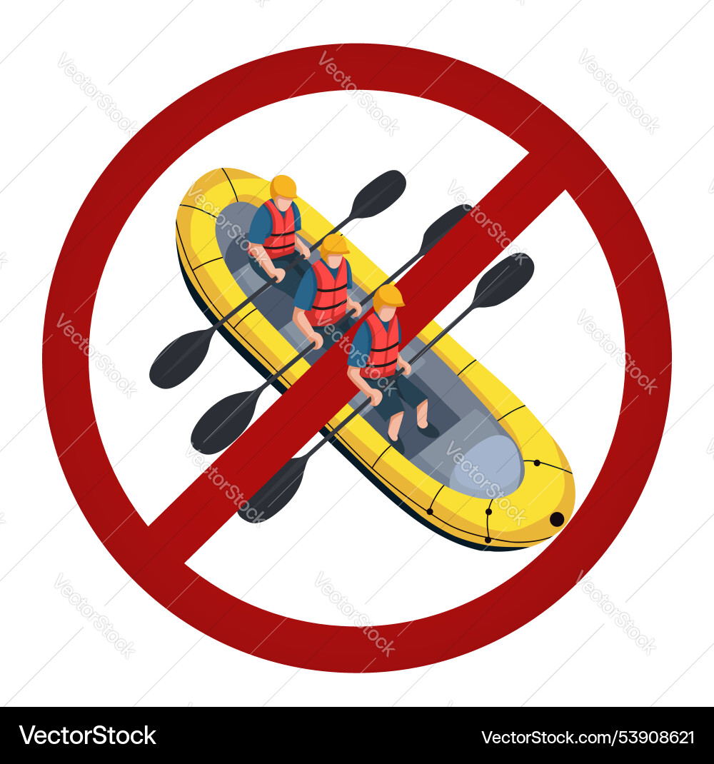 Forbidden sign of rafting isolated from Royalty Free Vector