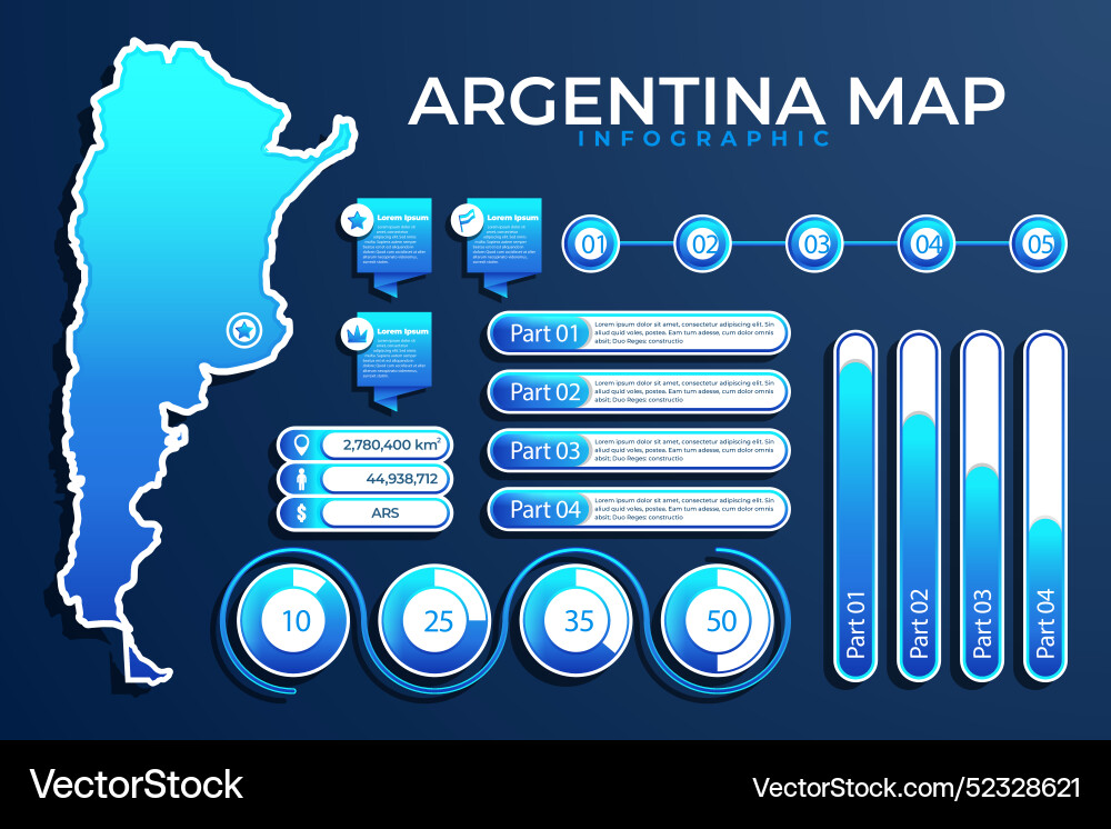 Gradient argentina map infographic Royalty Free Vector Image