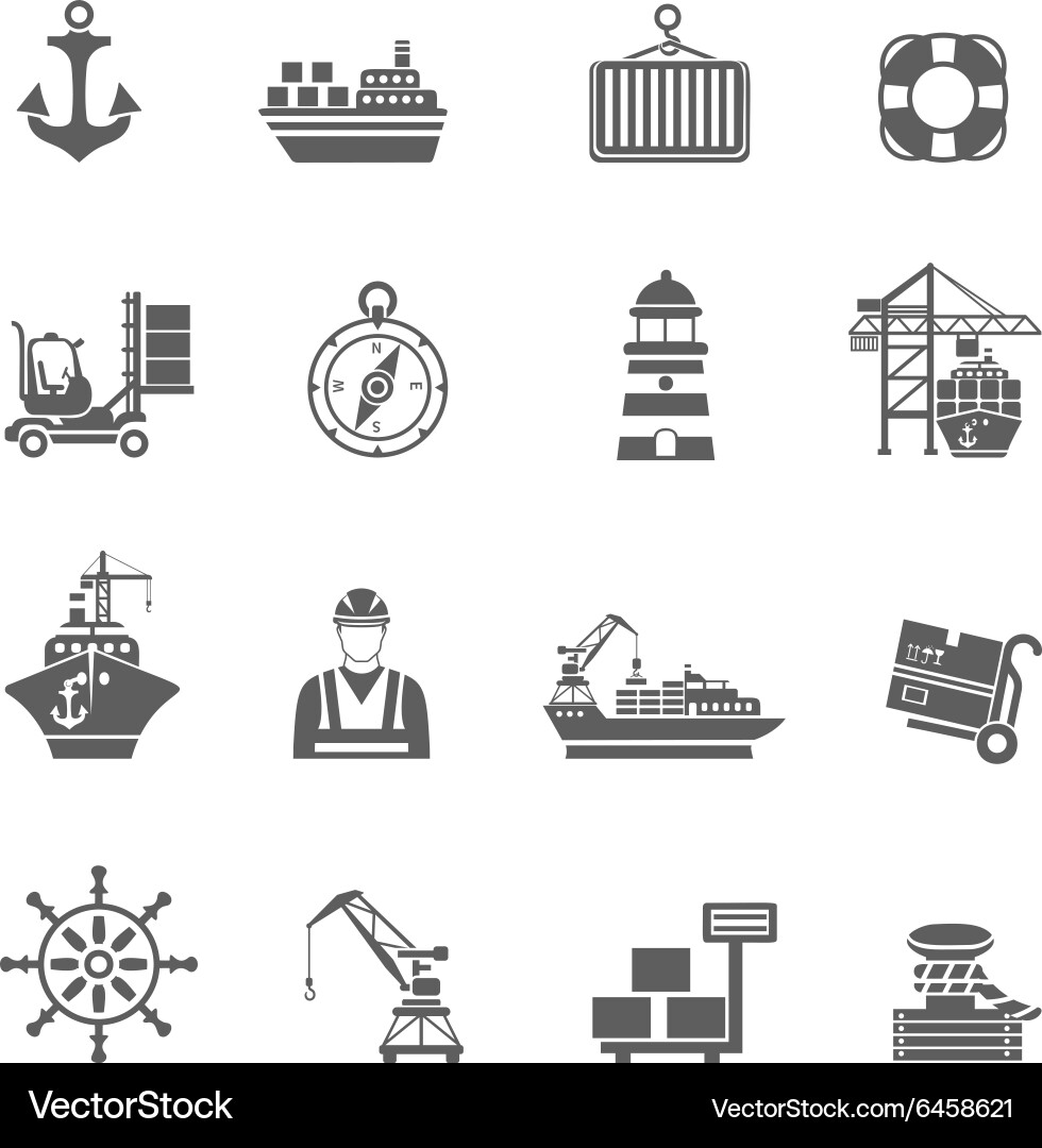 Sea port icons Royalty Free Vector Image - VectorStock
