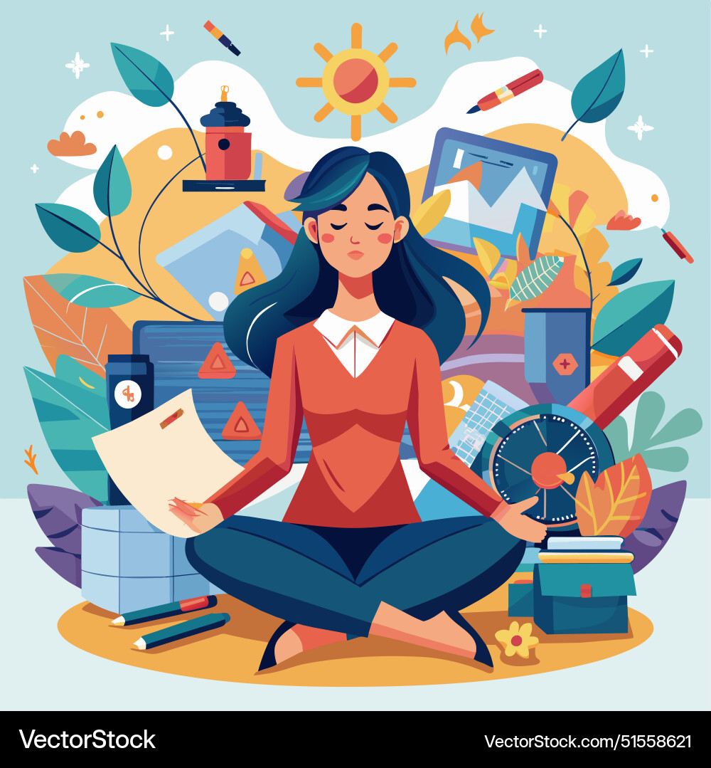 Stress management meditation or relaxation Vector Image