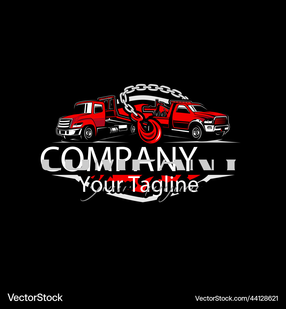 Tow truck logo pickup towing Royalty Free Vector Image