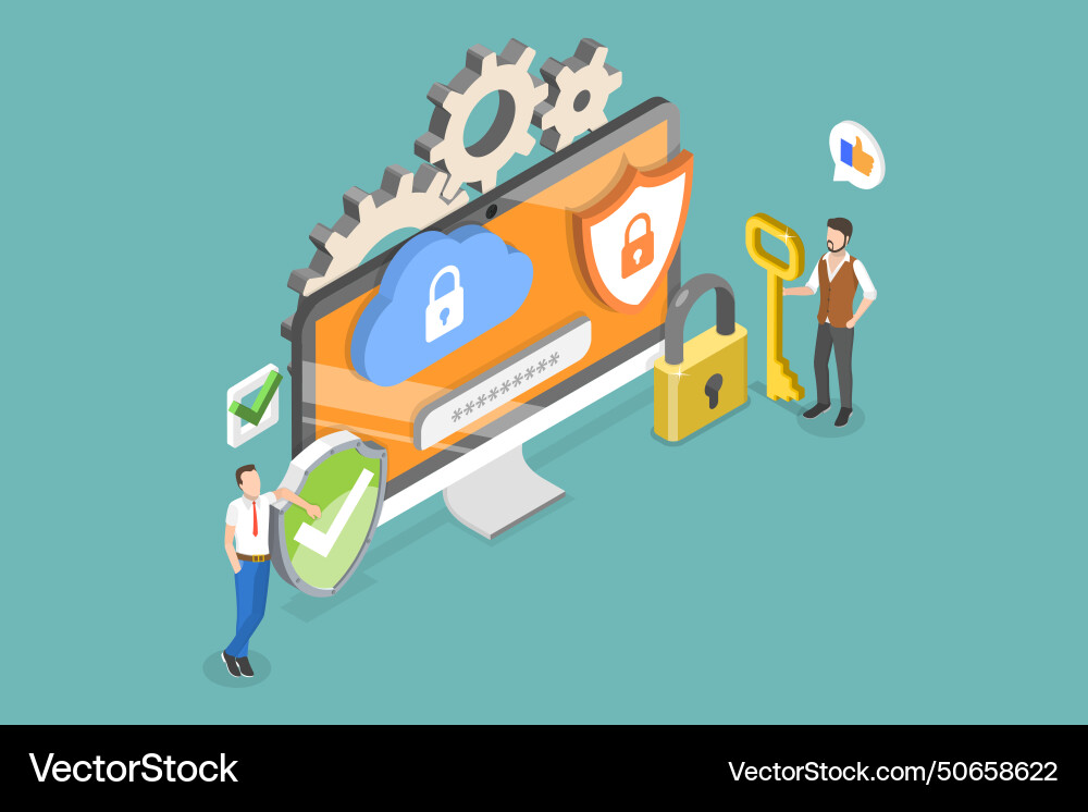 3d isometric flat of data Royalty Free Vector Image