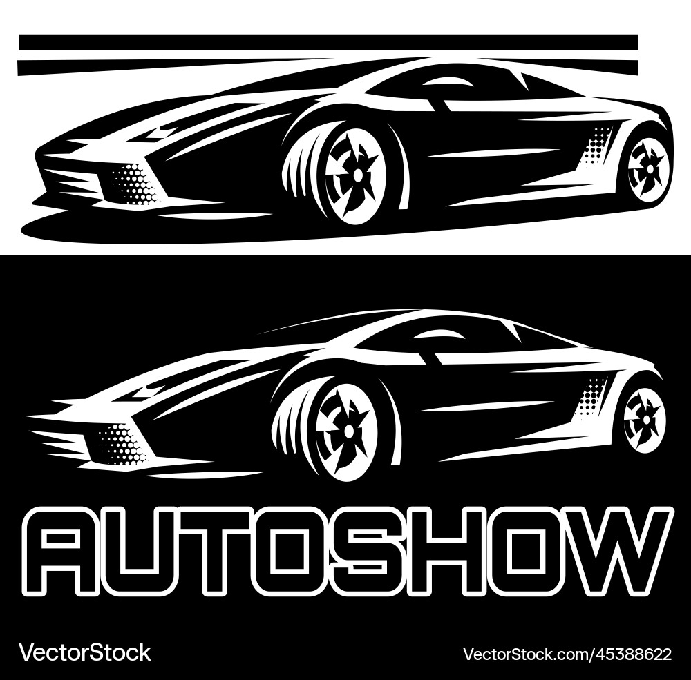 Car as a design element set of two monochrome Vector Image