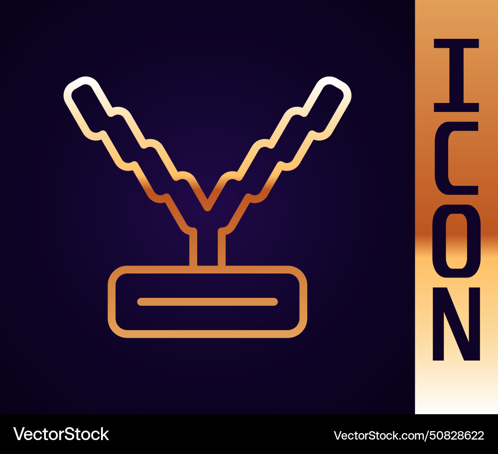 Gold line rapper chain icon isolated on black Vector Image