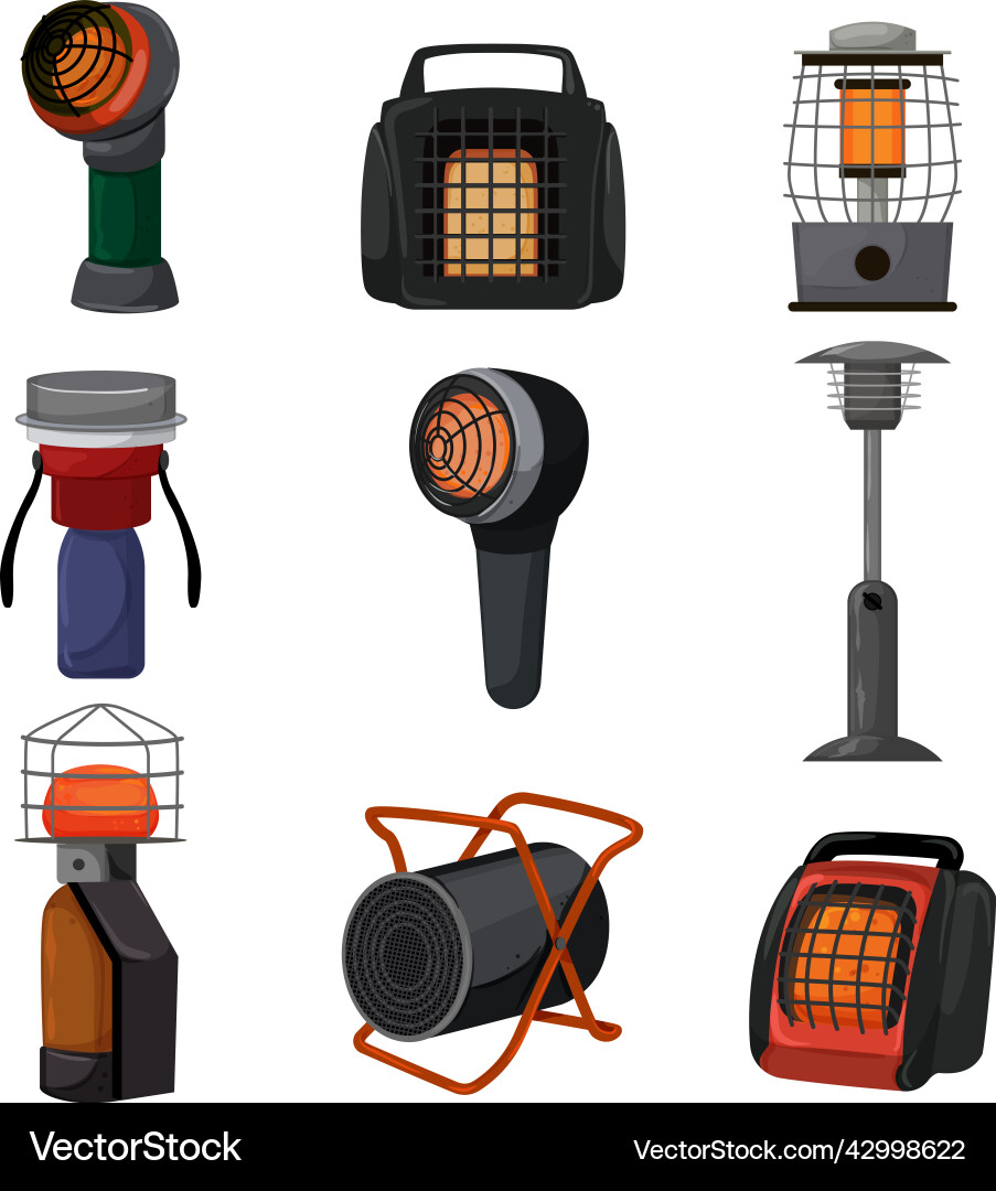 Heater gas set cartoon Royalty Free Vector Image
