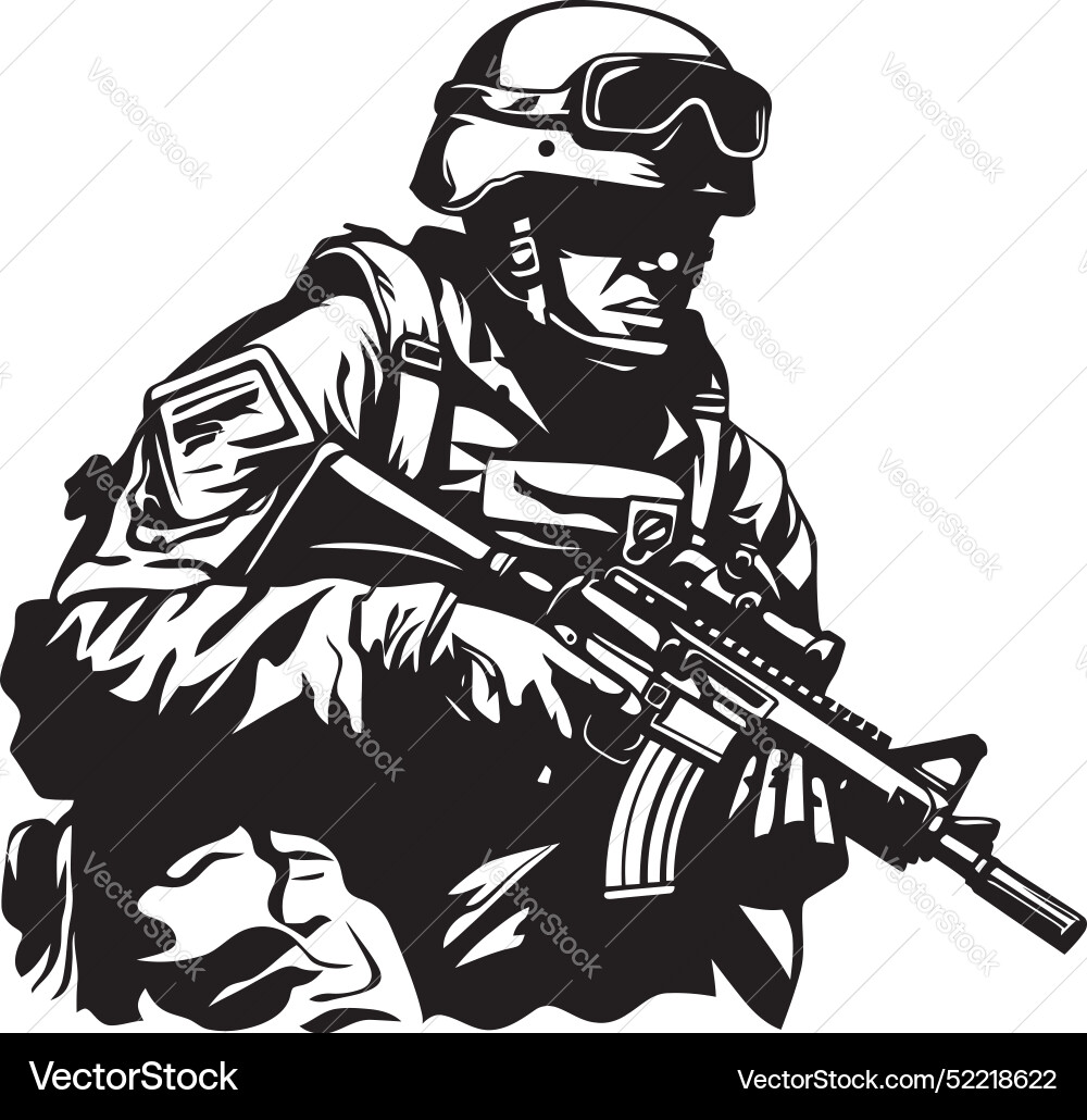 Ninja commando black logo for elite soldiers Vector Image