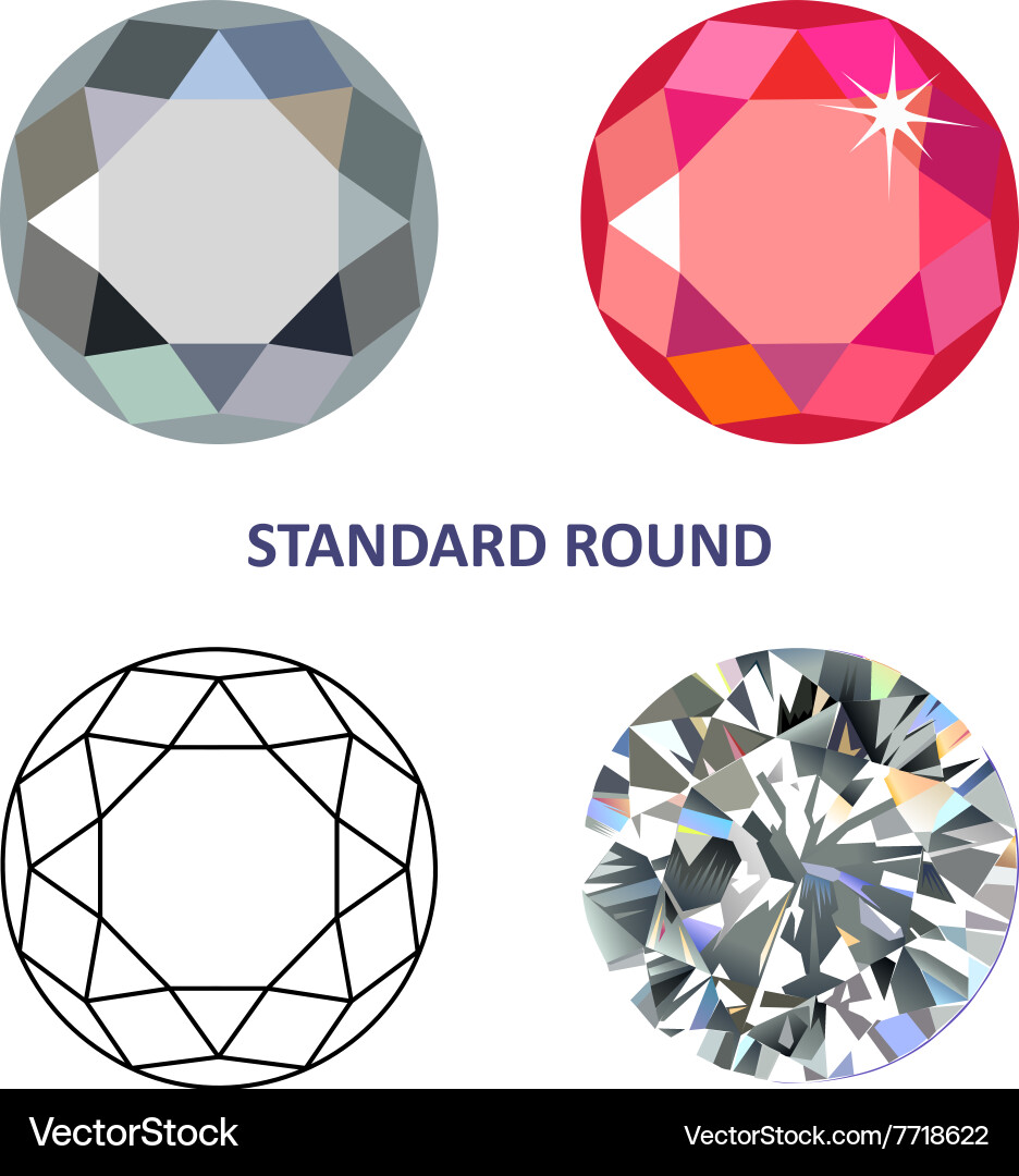 Standard round gem cut Royalty Free Vector Image