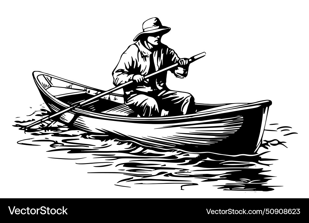 A fisherman in the boat Royalty Free Vector Image
