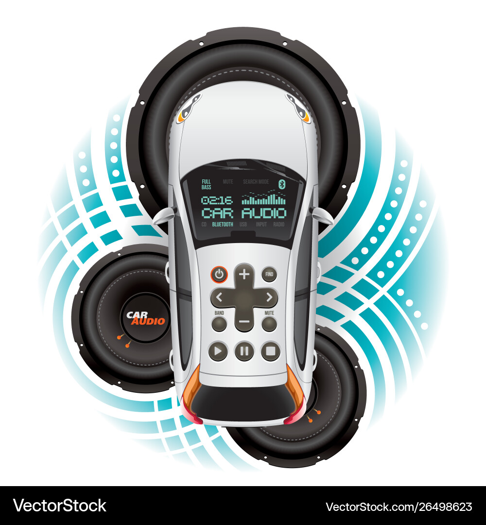 Car audio system with remote control Royalty Free Vector