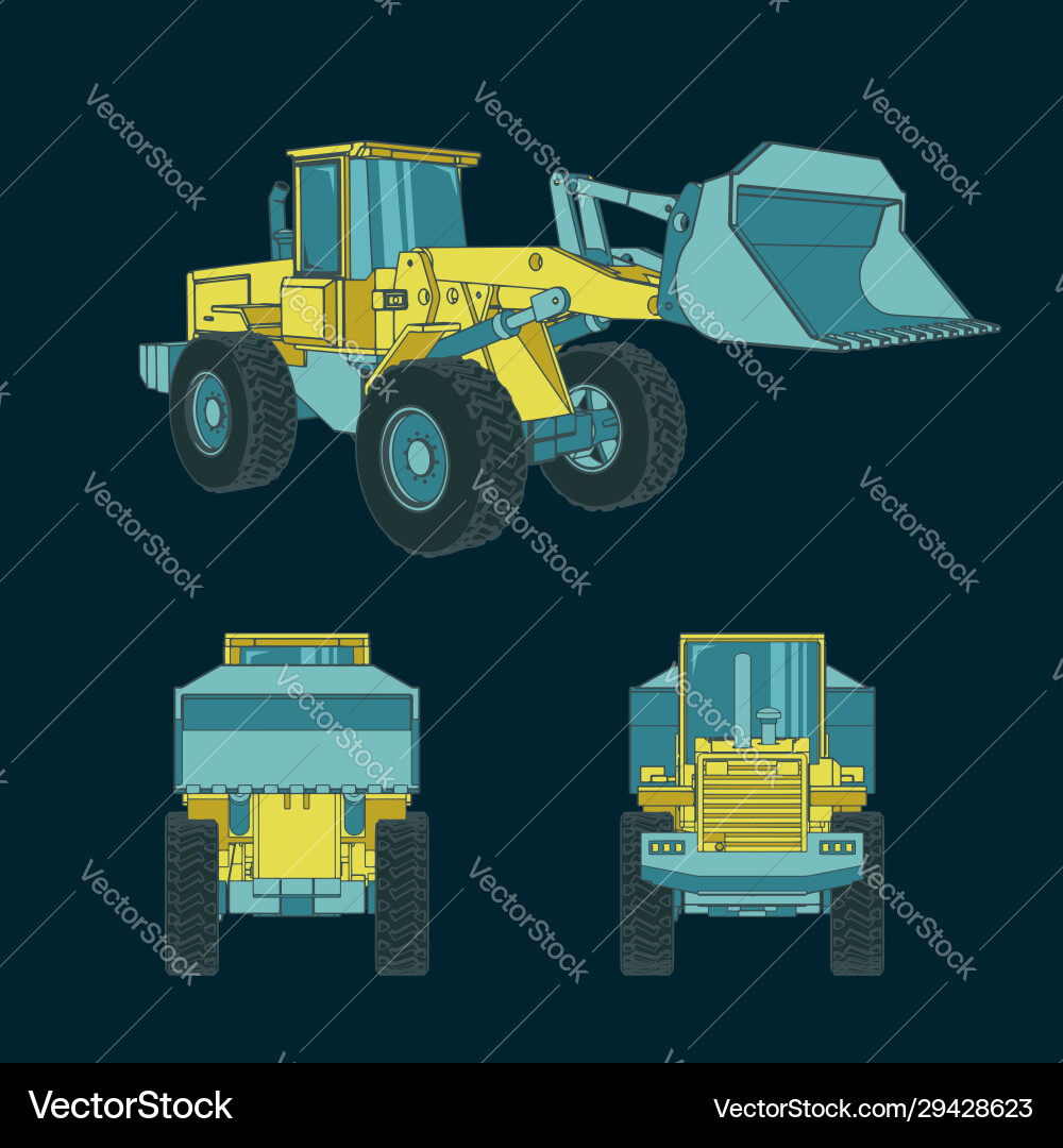 Colorful heavy loader blueprints Royalty Free Vector Image