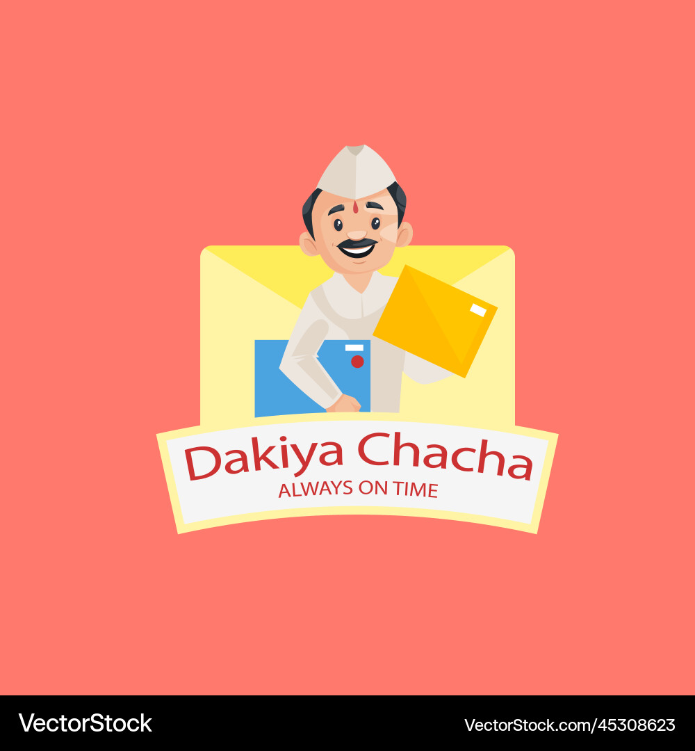 Dakiya chacha always on time mascot logo Vector Image