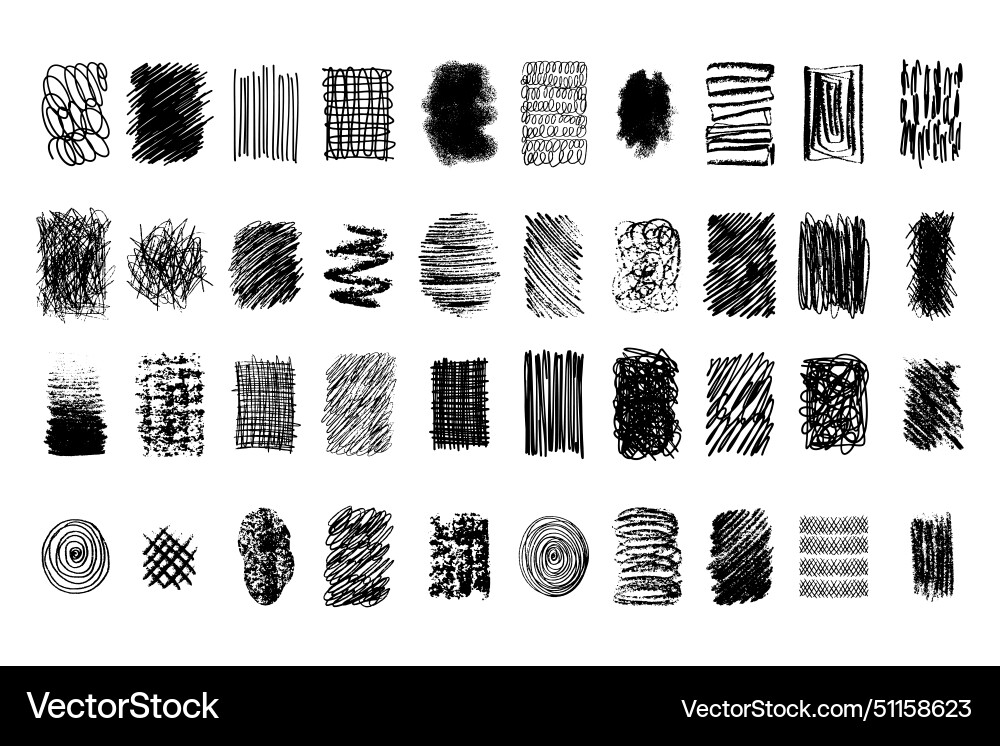 Doodle hand drawn set scribble brushes ink lines Vector Image