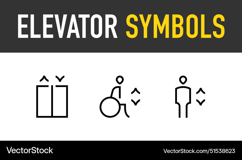 Elevator symbols icons accessible Royalty Free Vector Image