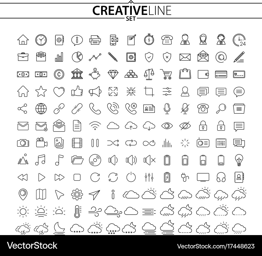 Outline icons set Royalty Free Vector Image - VectorStock