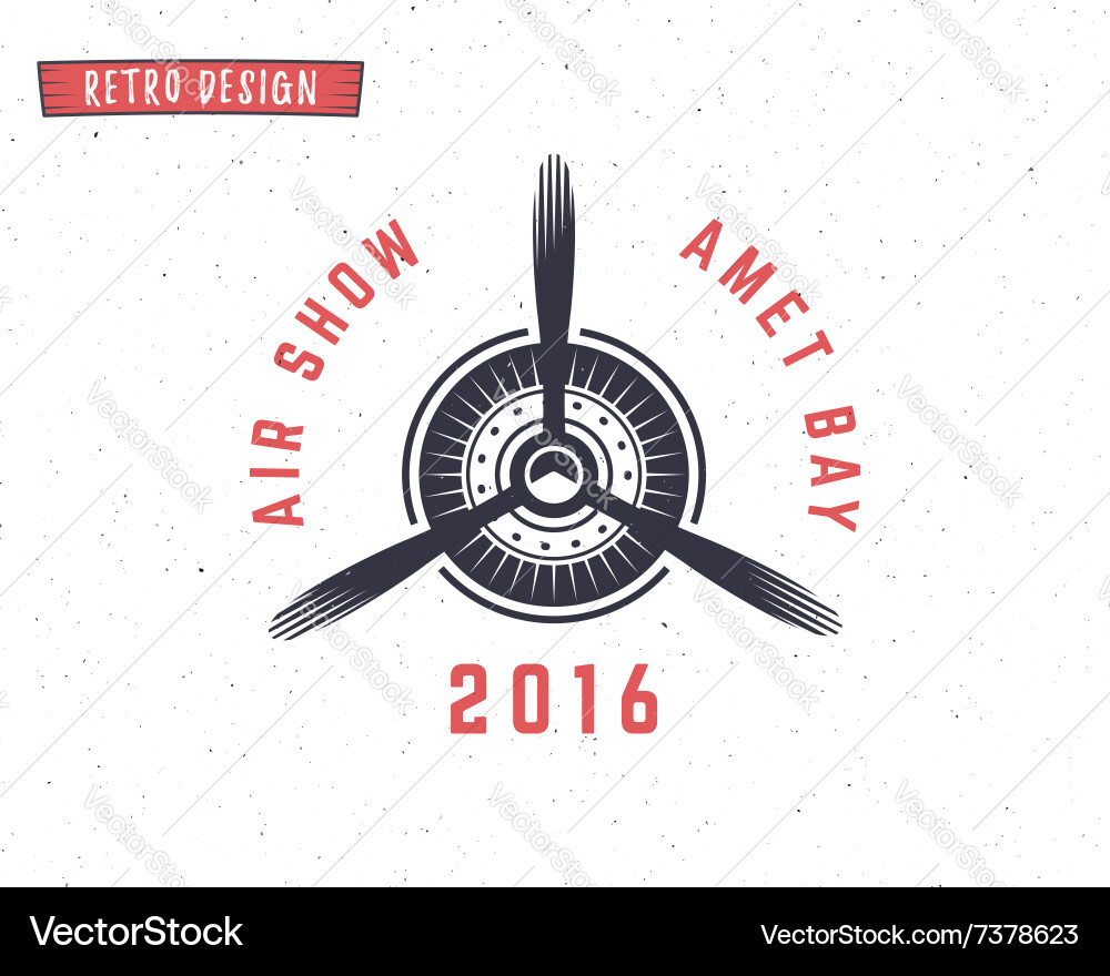 Retro Biplane Airplane Label Royalty Free Vector Image