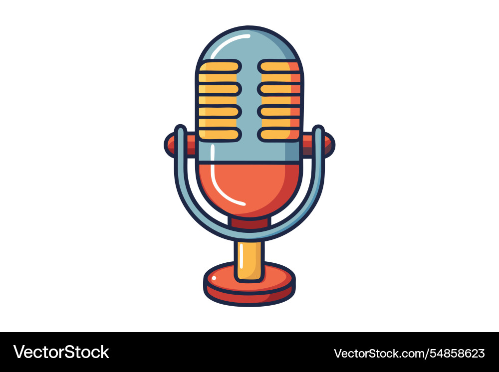 Retro inspired studio microphone with vibrant Vector Image