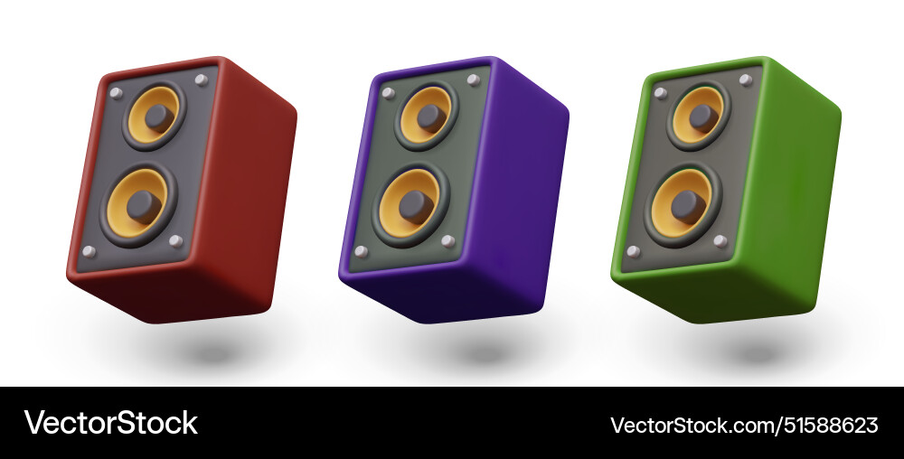 Set of realistic musical speakers different Vector Image