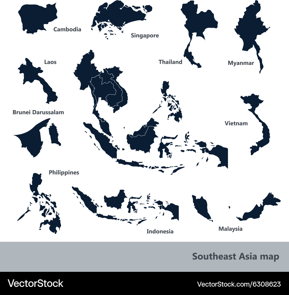 Southeast asia map2 Royalty Free Vector Image - VectorStock