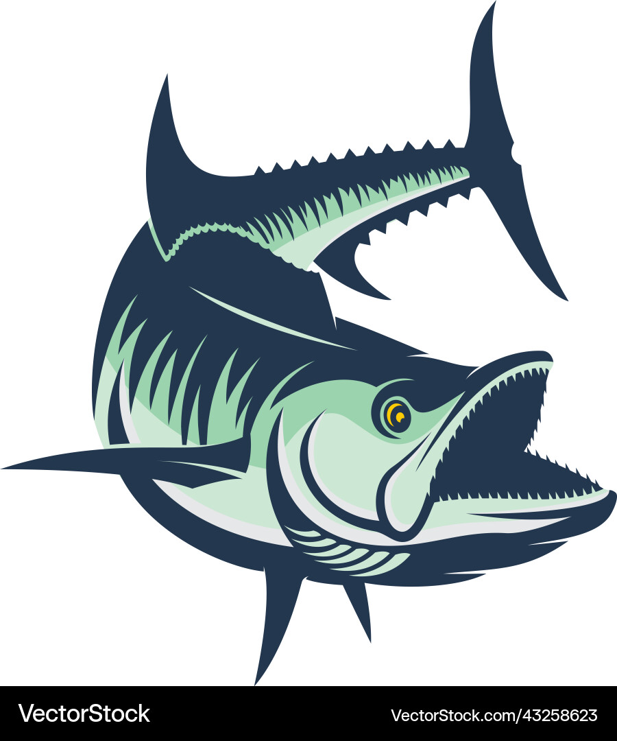 Wahoo fish fishing template Royalty Free Vector Image