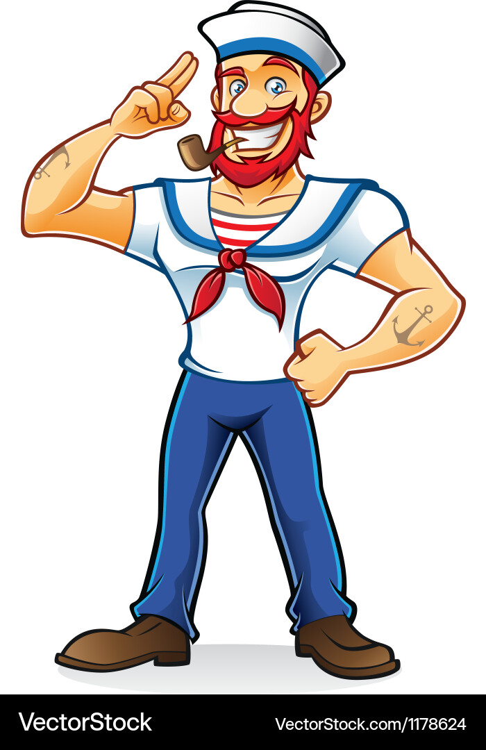 Bearded Sailor Character Royalty Free Vector Image