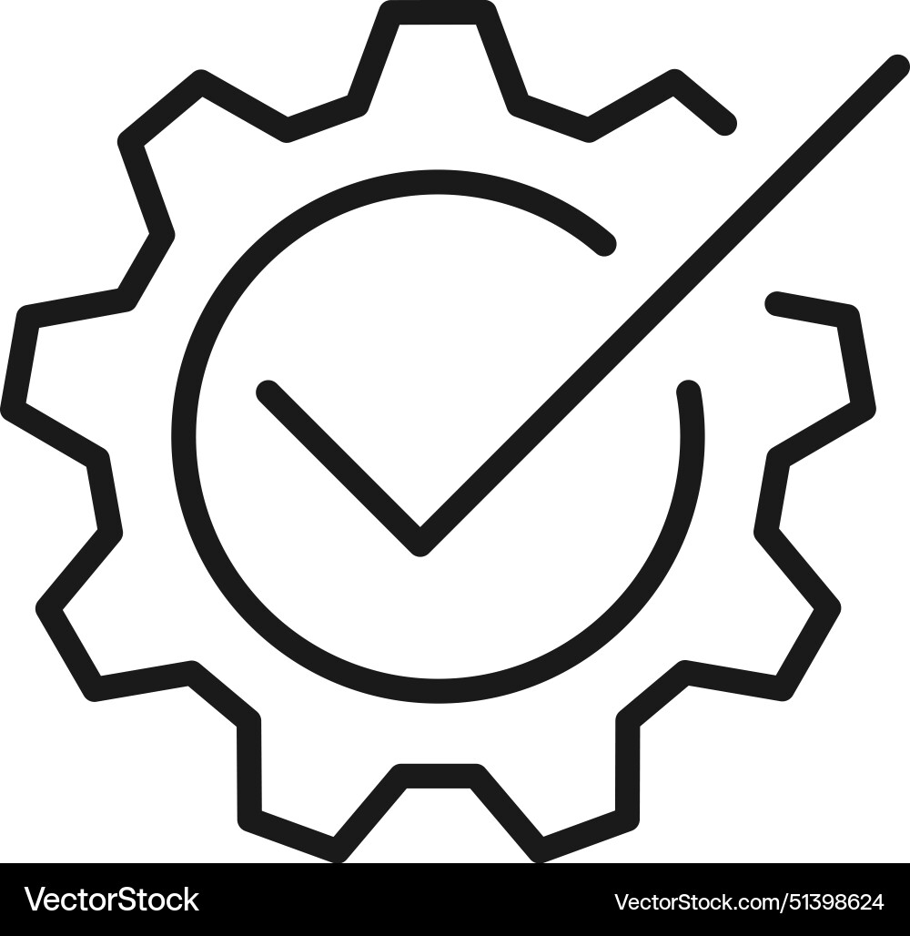 Gear with check mark icon quality control Vector Image