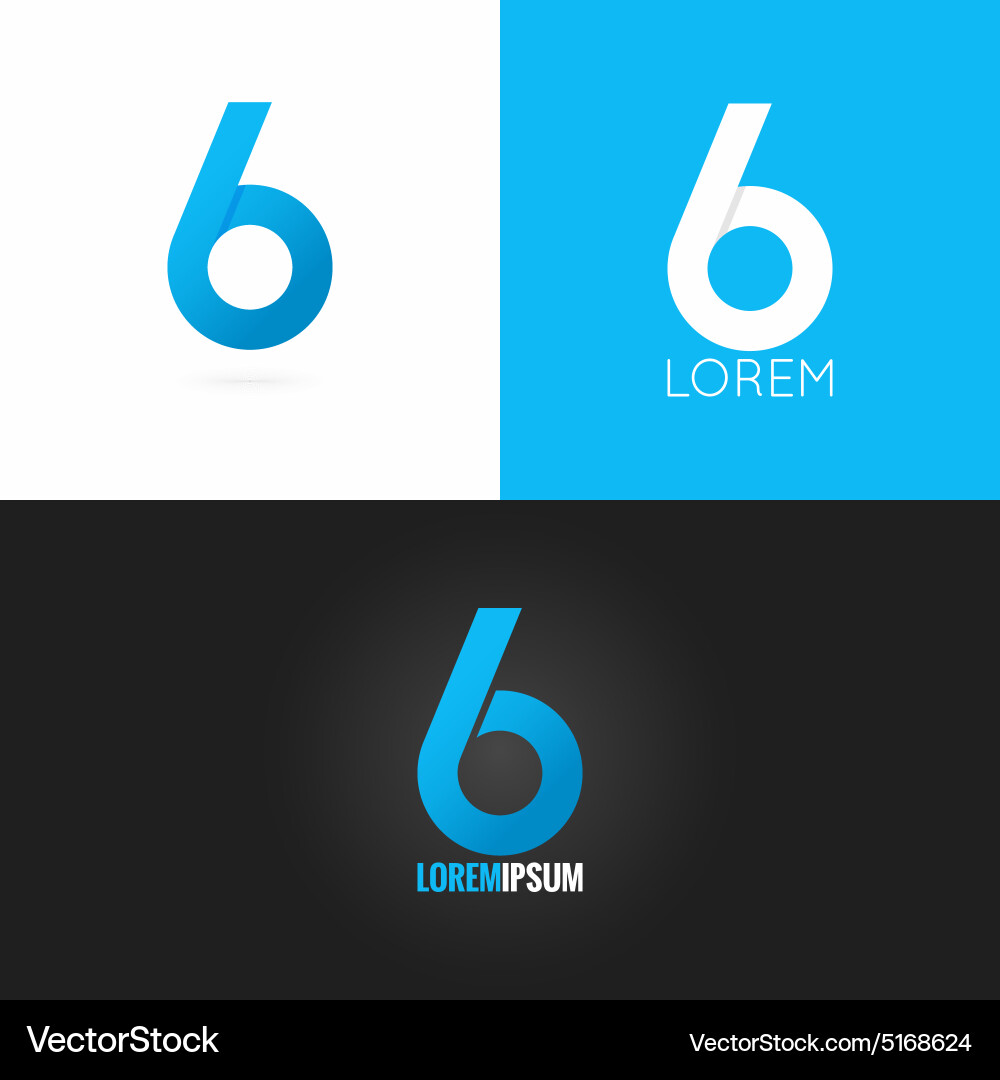 Number six 6 logo design icon set background Vector Image