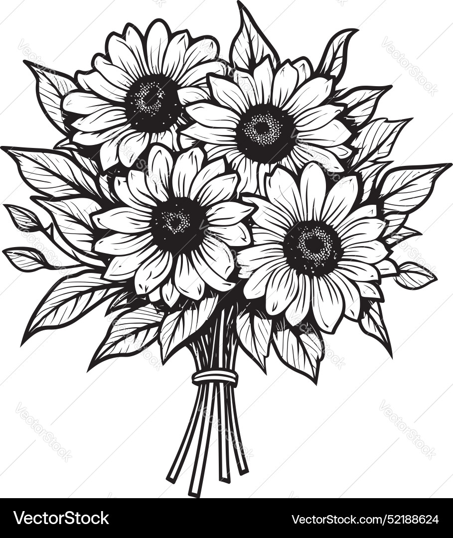 Radiant reflections reflective sunflower bouquet Vector Image