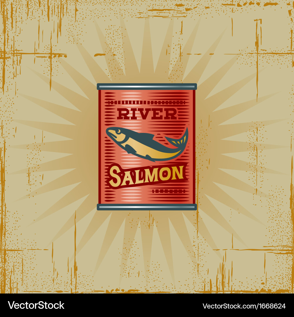 Retro salmon can Royalty Free Vector Image - VectorStock