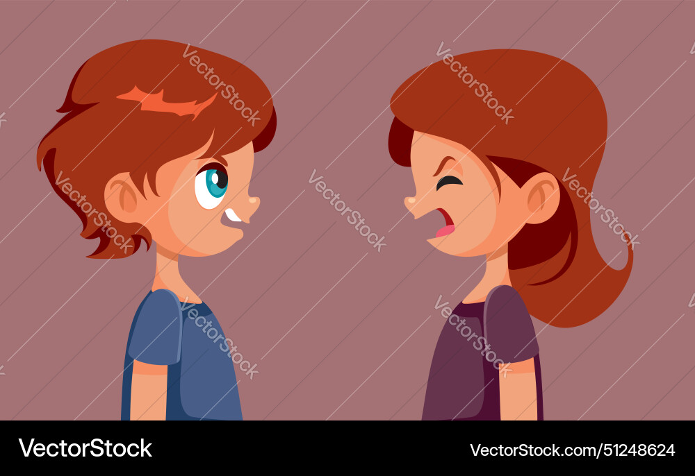 Siblings arguing screaming at each other Vector Image