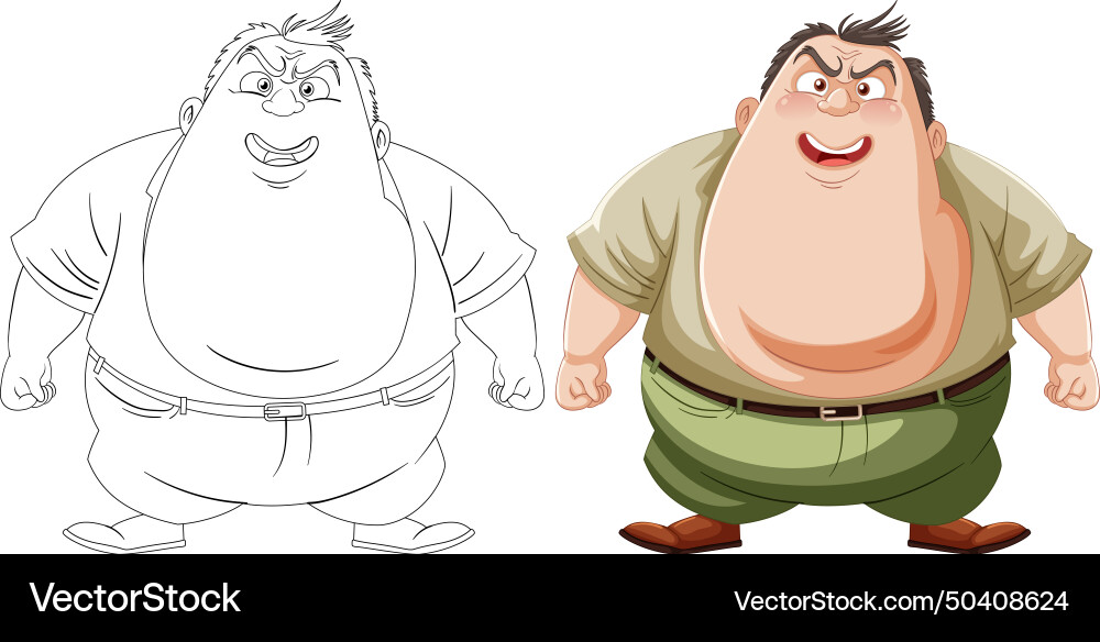Two-stage transformation of a man getting fit Vector Image