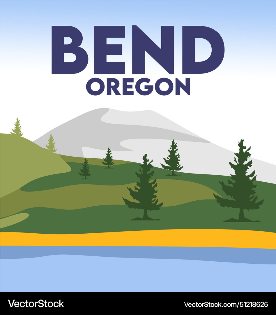 Bend oregon state with beautiful views Royalty Free Vector