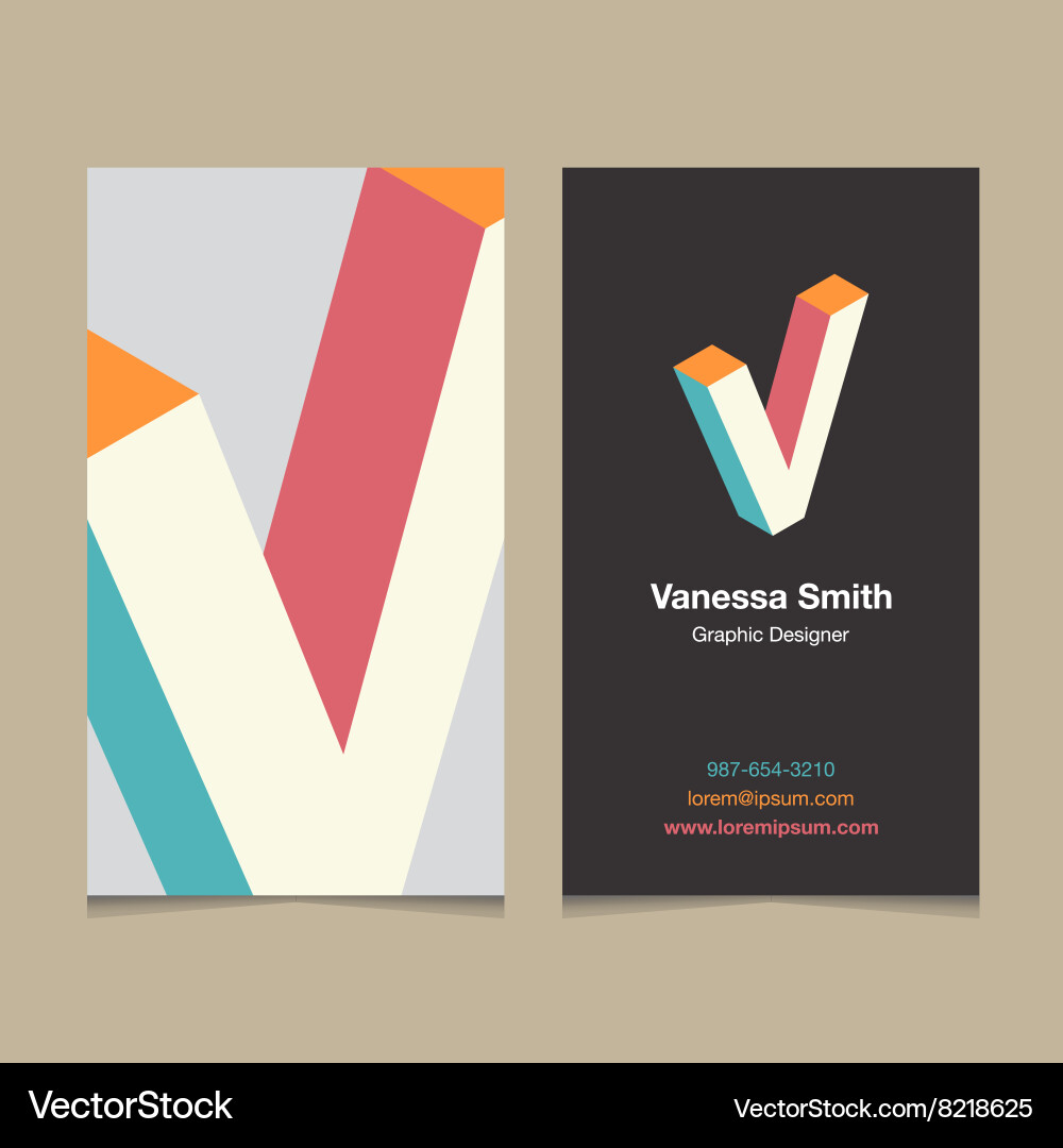 Business card letter v Royalty Free Vector Image