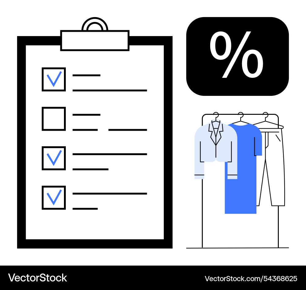 Checklist on clipboard with percentage symbol Vector Image