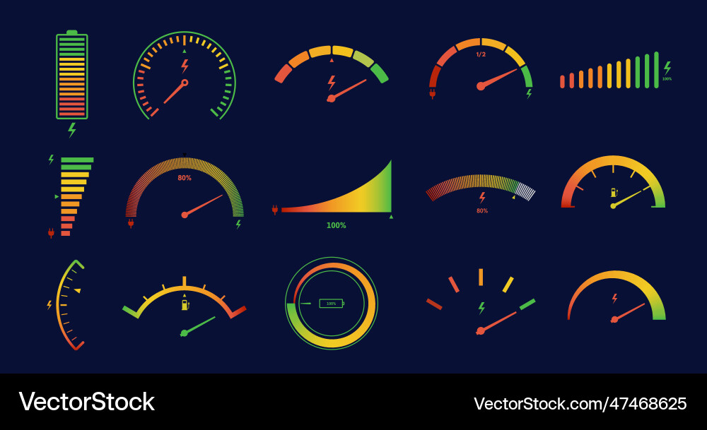 Electric Car Battery Gauge Display Royalty Free Vector Image