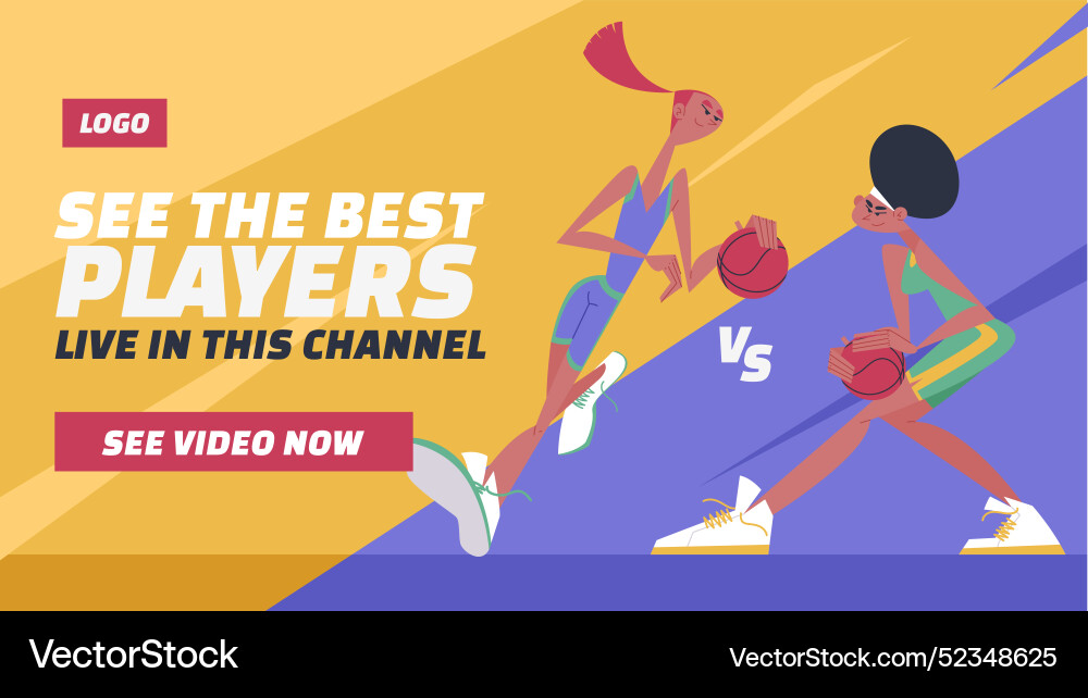 Hand drawn basketball youtube thumbnail Royalty Free Vector