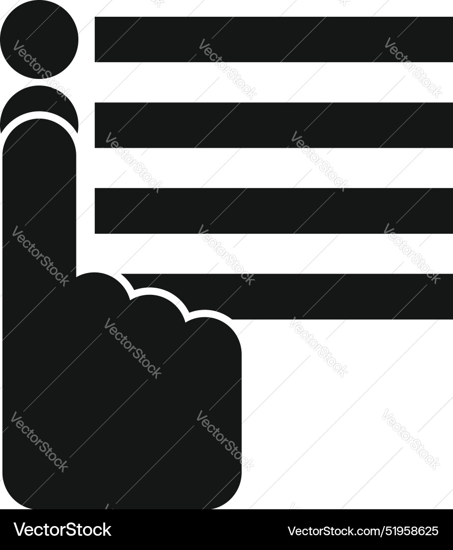 Human hand pointing at first item in a list icon Vector Image