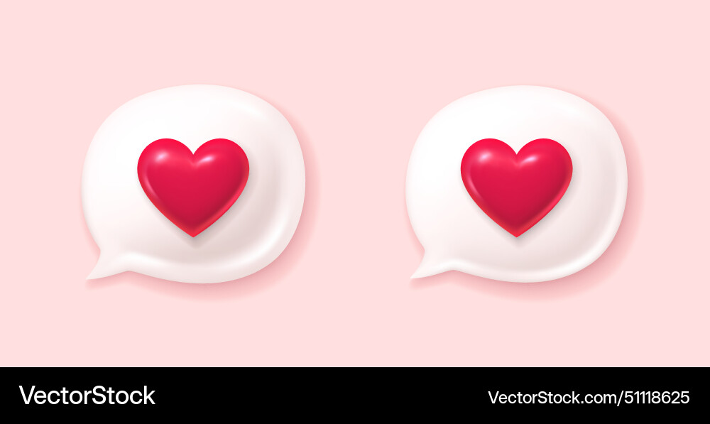 Love speech bubbles with hearts icons 3d chat Vector Image